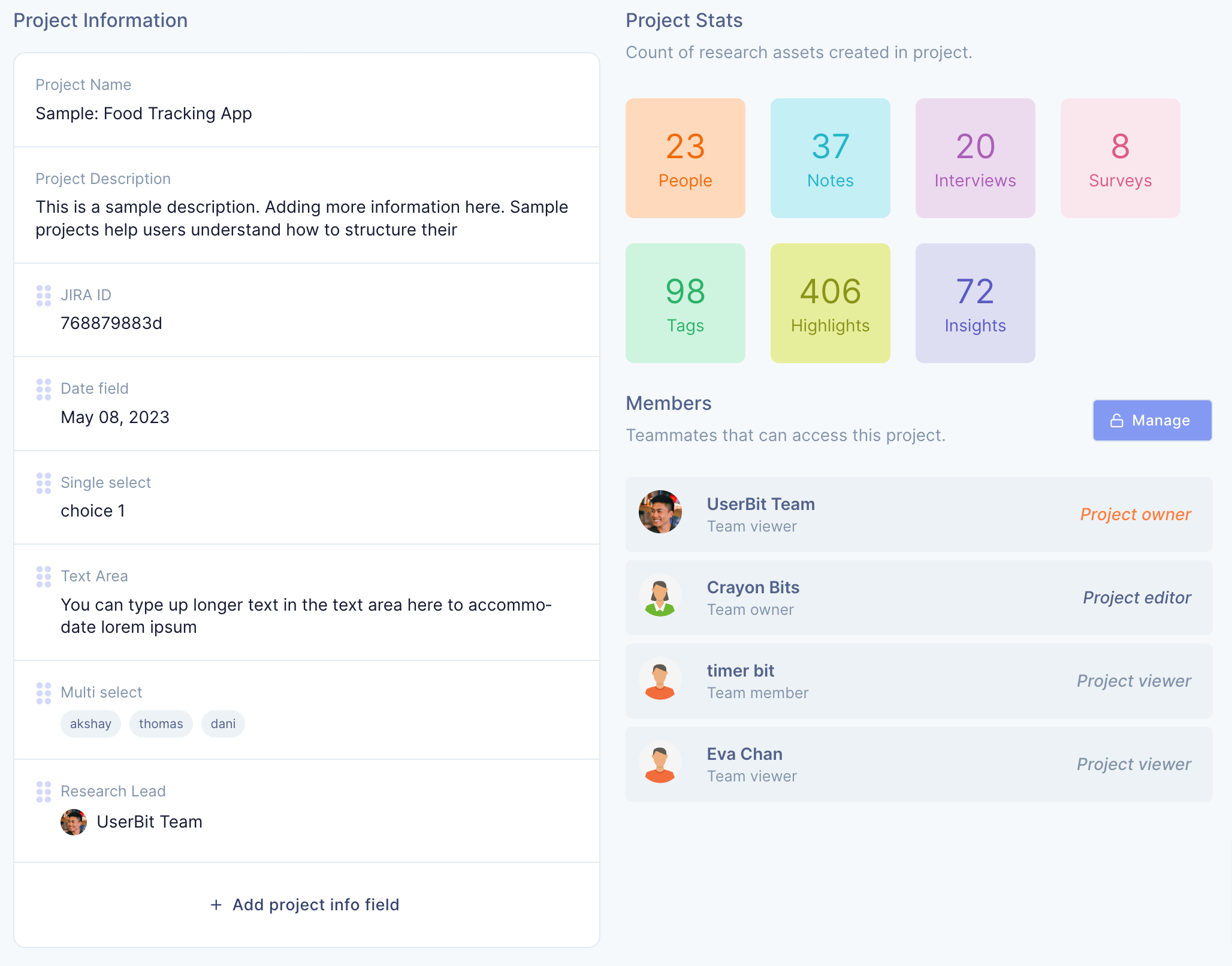 Add custom information to describe your repository projects